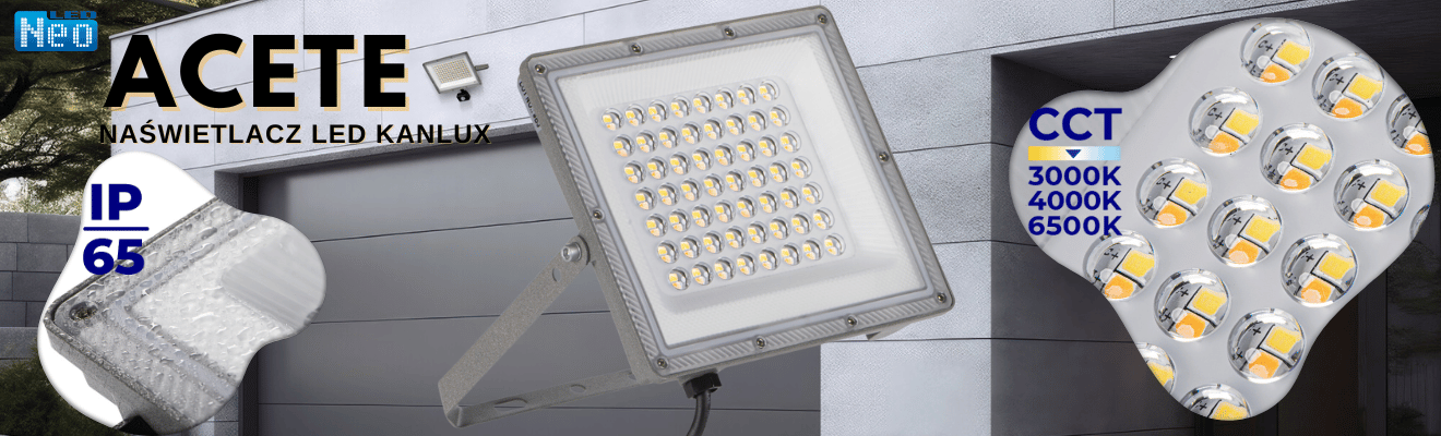 Kanlux ACETE 10W CCT GR 3000/4000/6500K 1080lm IP65 – naświetlacz LED